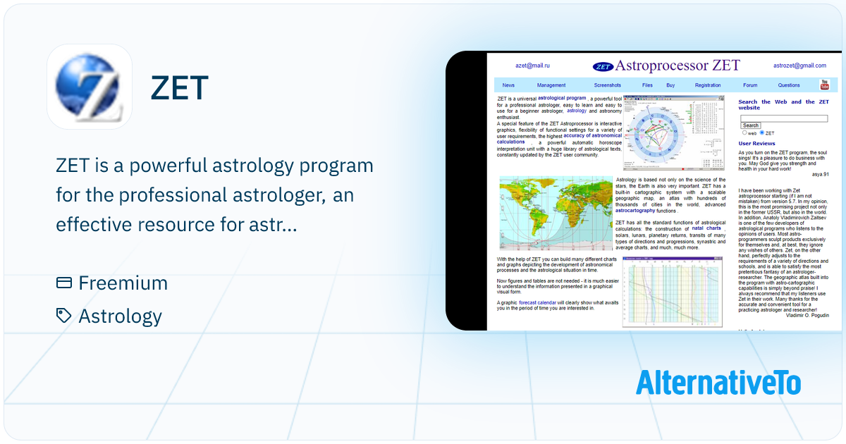 ZET: Powerful astrology program for the | AlternativeTo
