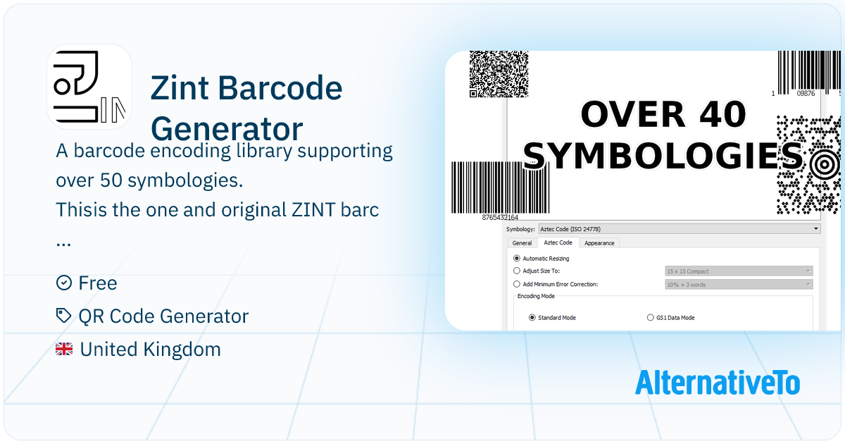 Zint Barcode Generator: A barcode encoding library supporting over 50 ...