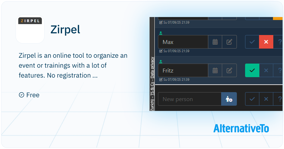 Zirpel: Online tool to organize an event or trainings with a lot of ...