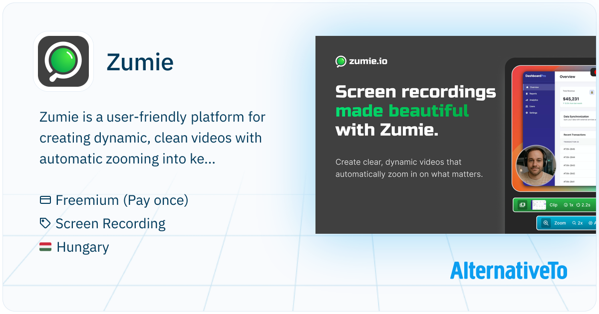 Zumie: Create beautiful screen recordings with smooth automatic zoom ...