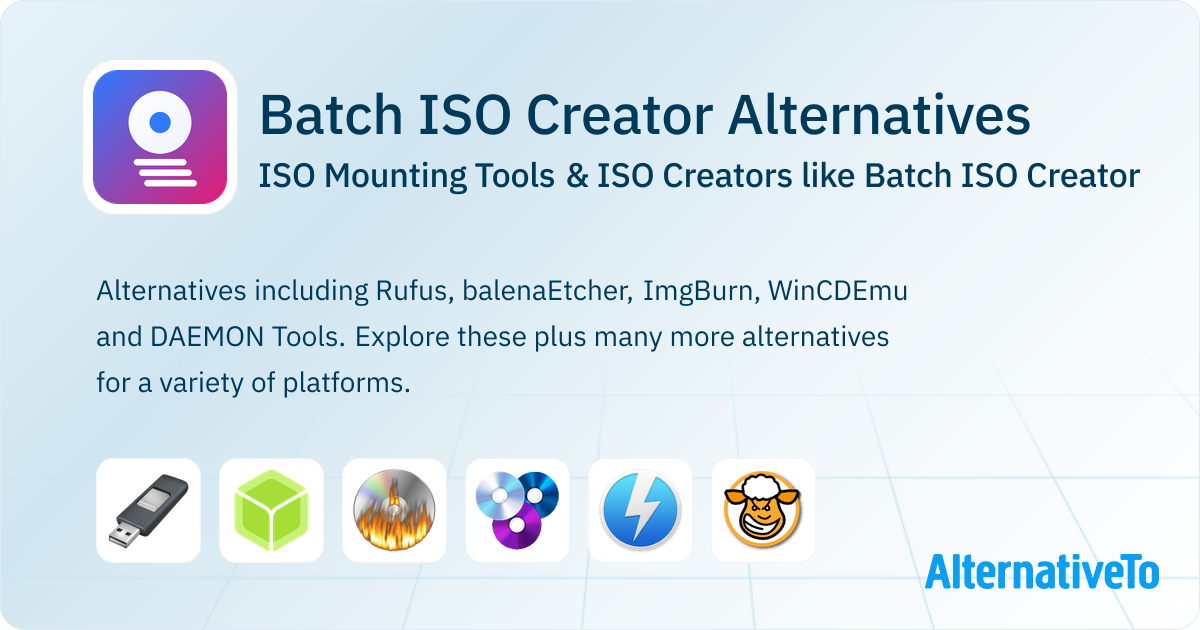 Batch ISO Creator Alternatives: Top 22 ISO Mounting Tools | AlternativeTo