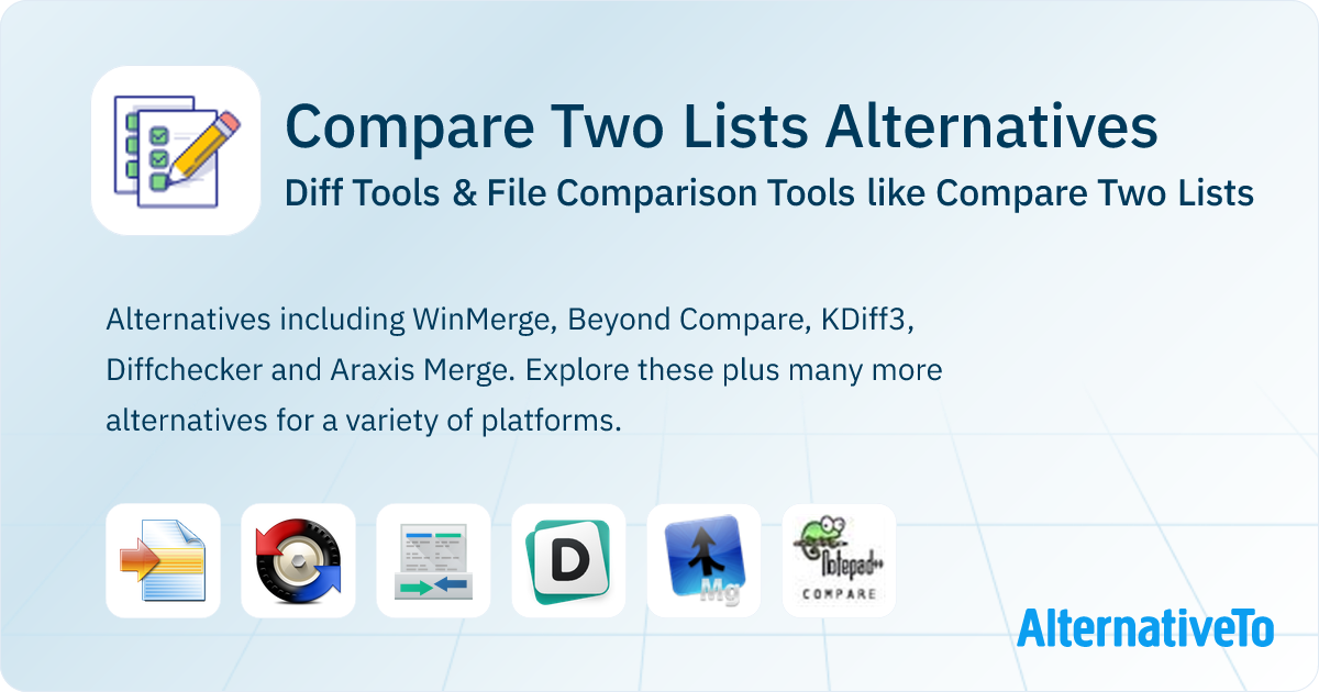 Compare Two Lists Alternatives: Top 12 Diff Tools | AlternativeTo