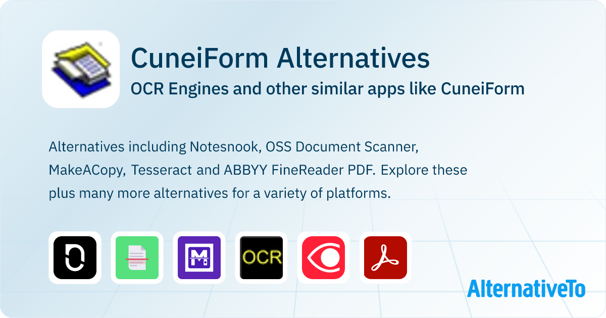 CuneiForm Alternatives: Top 12 OCR Engines & Similar Apps | AlternativeTo