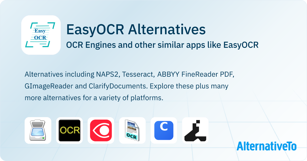 EasyOCR Alternatives: Top 19 OCR Engines & Similar Apps | AlternativeTo