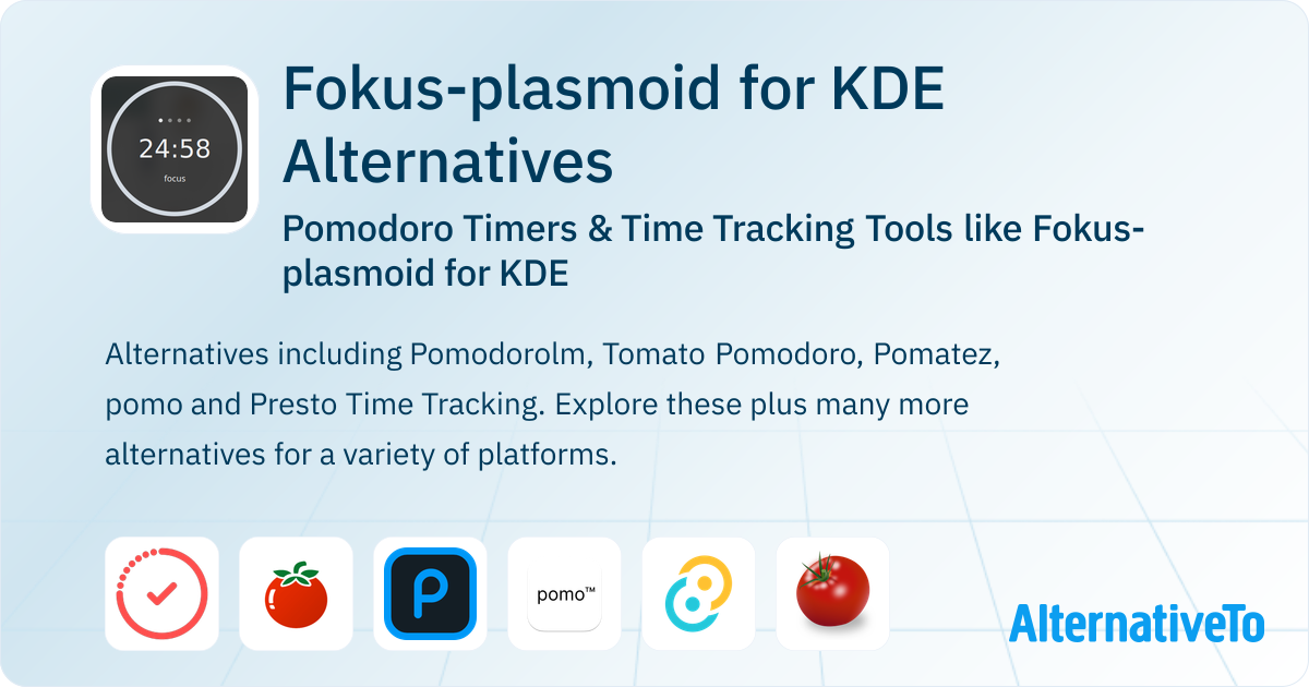 Fokus-plasmoid for KDE Alternatives: Top 12 Pomodoro Timers | AlternativeTo