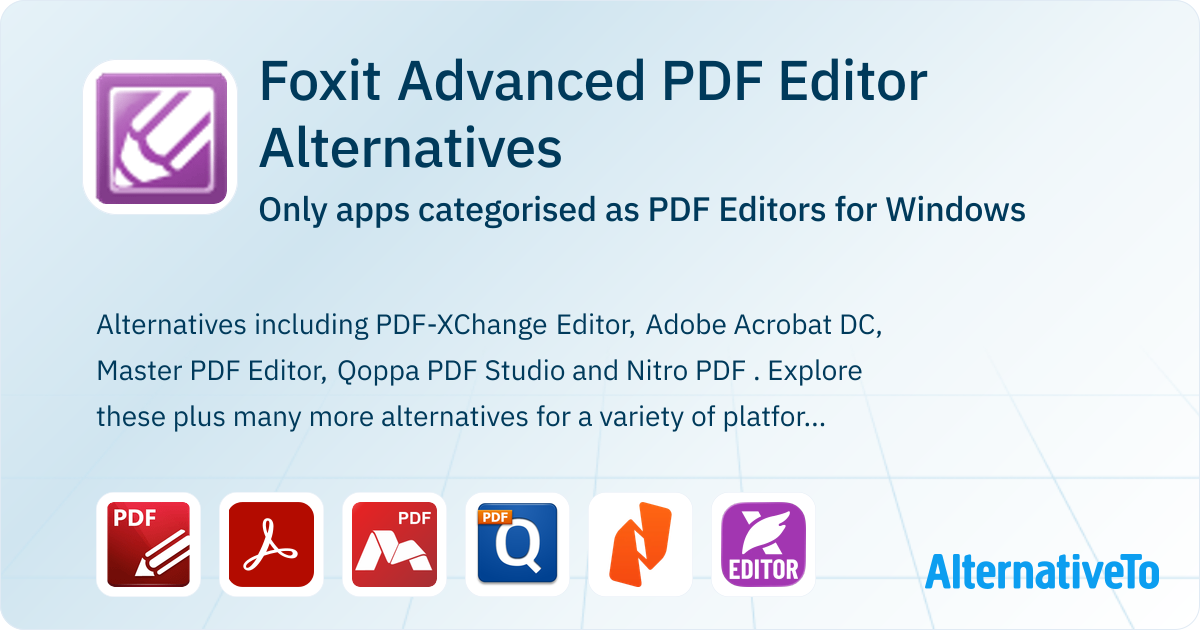 Foxit Advanced PDF Editor Alternatives for Windows: Top 24 PDF Editors ...