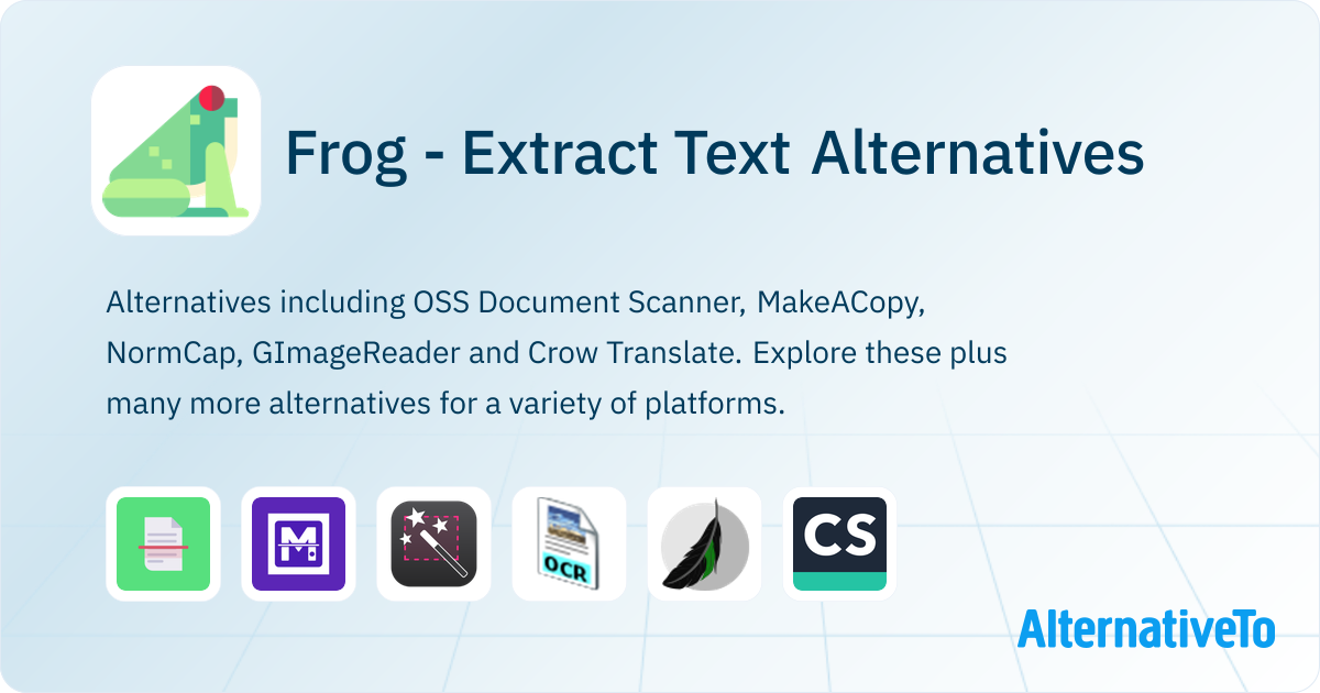 Frog - Extract Text Alternatives - Explore Similar Software | AlternativeTo