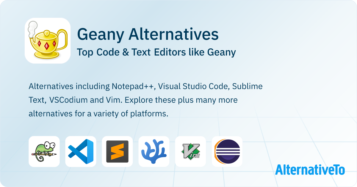 Great Geany Alternatives: Top Code & Text Editors in 2025 | AlternativeTo