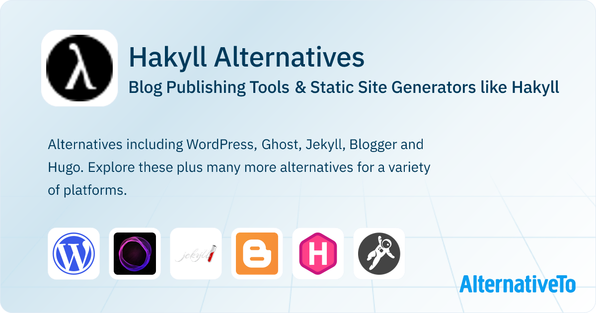 Hakyll Alternatives: Blog Publishing Tools - Page 3 | AlternativeTo