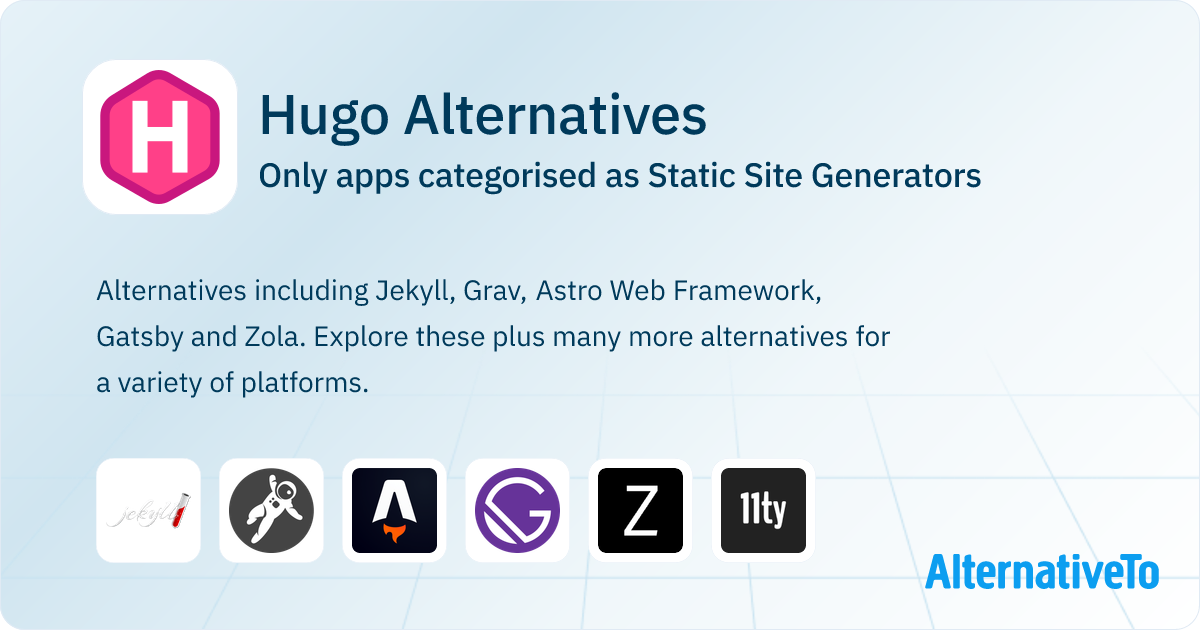 Hugo Alternatives: Top 12 Static Site Generators | AlternativeTo