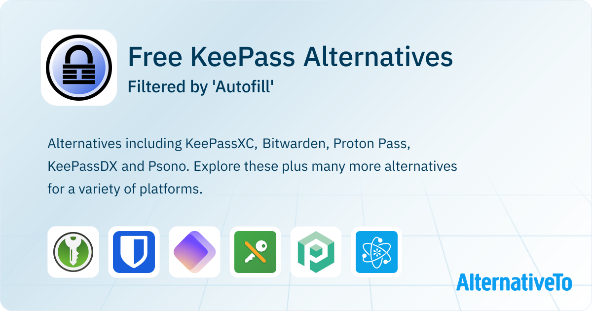 Free KeePass Alternatives filtered by 'Autofill' | AlternativeTo