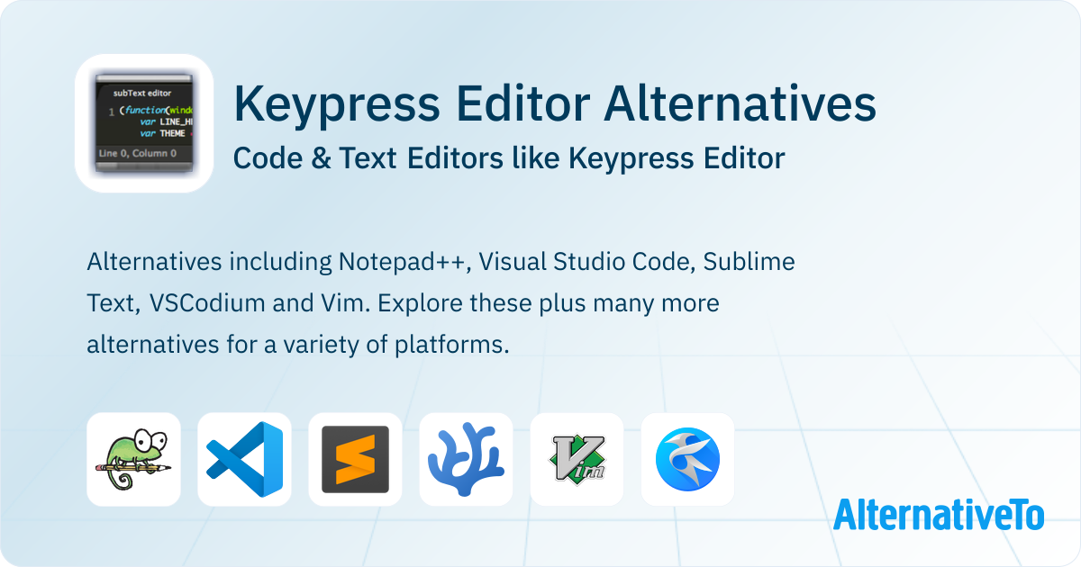 Keypress Editor Alternatives: Top 12 Code & Text Editors | AlternativeTo