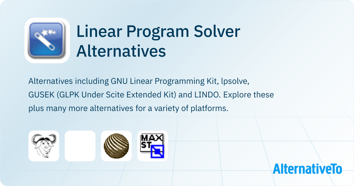 Linear Program Solver Alternatives - Explore Similar Software ...