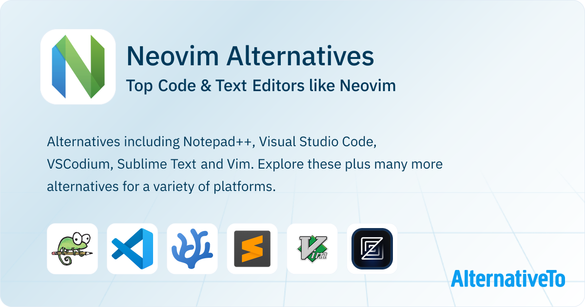 Great Neovim Alternatives: Top Code & Text Editors in 2025 | AlternativeTo