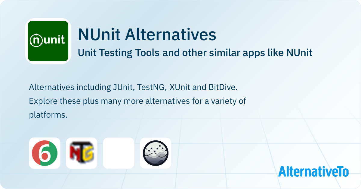 NUnit Alternatives: Top 4 Unit Testing Tools & Similar Apps | AlternativeTo