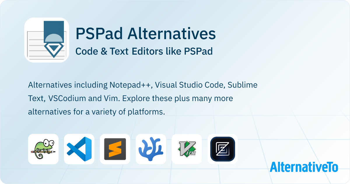 PSPad Alternatives: Top 12 Code & Text Editors | AlternativeTo