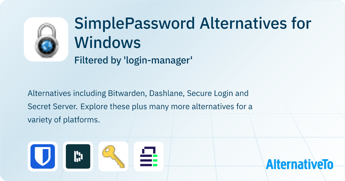 SimplePassword Alternatives for Windows filtered by 'login-manager ...