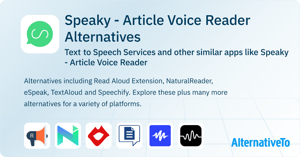 Speaky - Article Voice Reader Alternatives: Top 12 Text to Speech ...