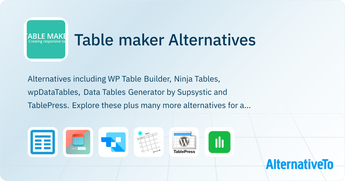 Table maker Alternatives - Explore Similar Sites & Apps | AlternativeTo