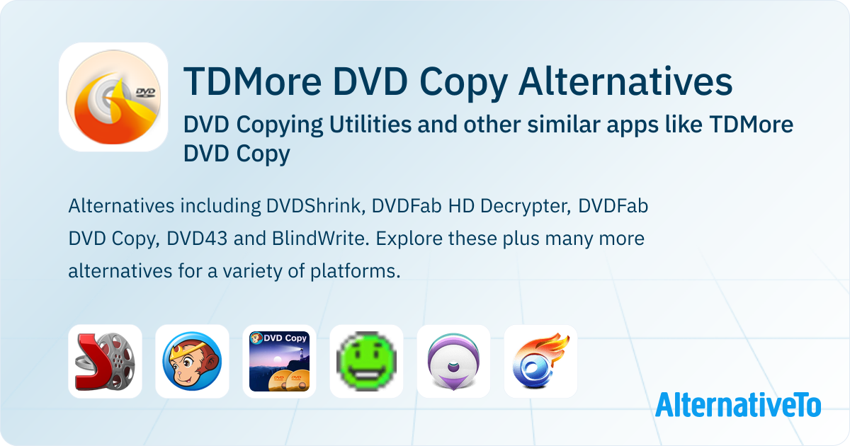 TDMore DVD Copy Alternatives: Top 10 DVD Copying Utilities & Similar ...
