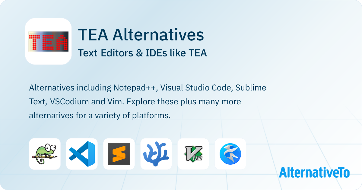 TEA Alternatives: Top 12 Text Editors & IDEs | AlternativeTo