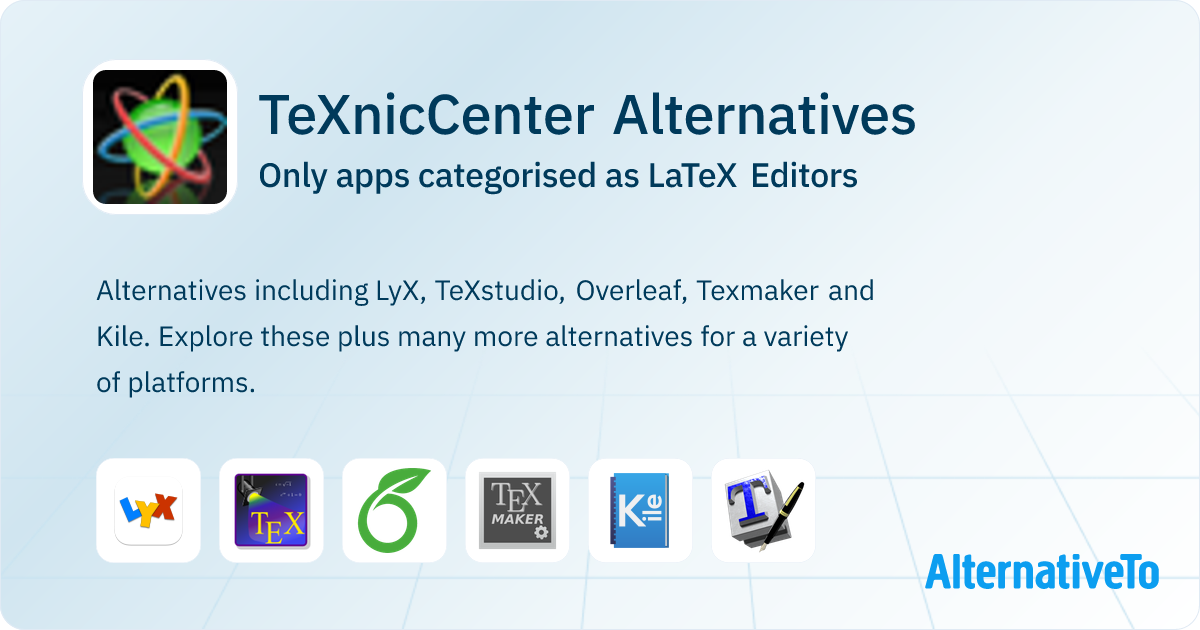 TeXnicCenter Alternatives: Top 18 LaTeX Editors | AlternativeTo