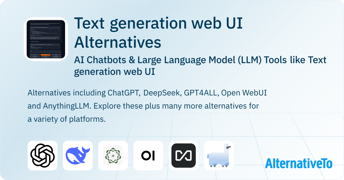 Text generation web UI Alternatives: Top 12 AI Chatbots | AlternativeTo